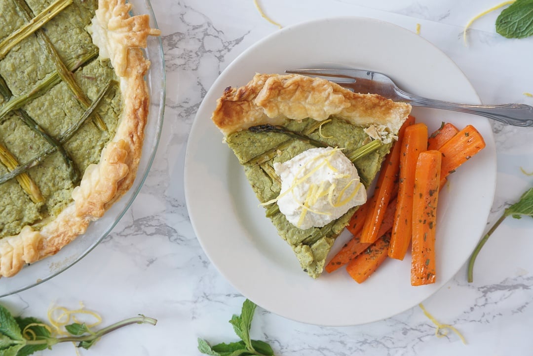 Spring Pea Tart with Asparagus and Cashew Ricotta